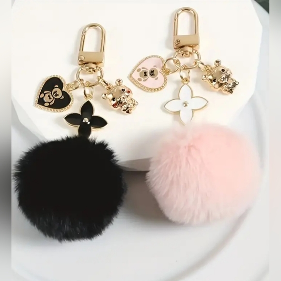 Accessories | New 2 Piece Bag Charm Pom Pom Keychains | Poshmark